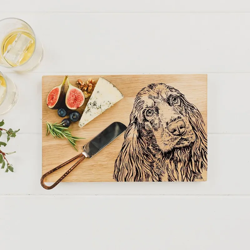 Cocker Spaniel Oak Serving Board