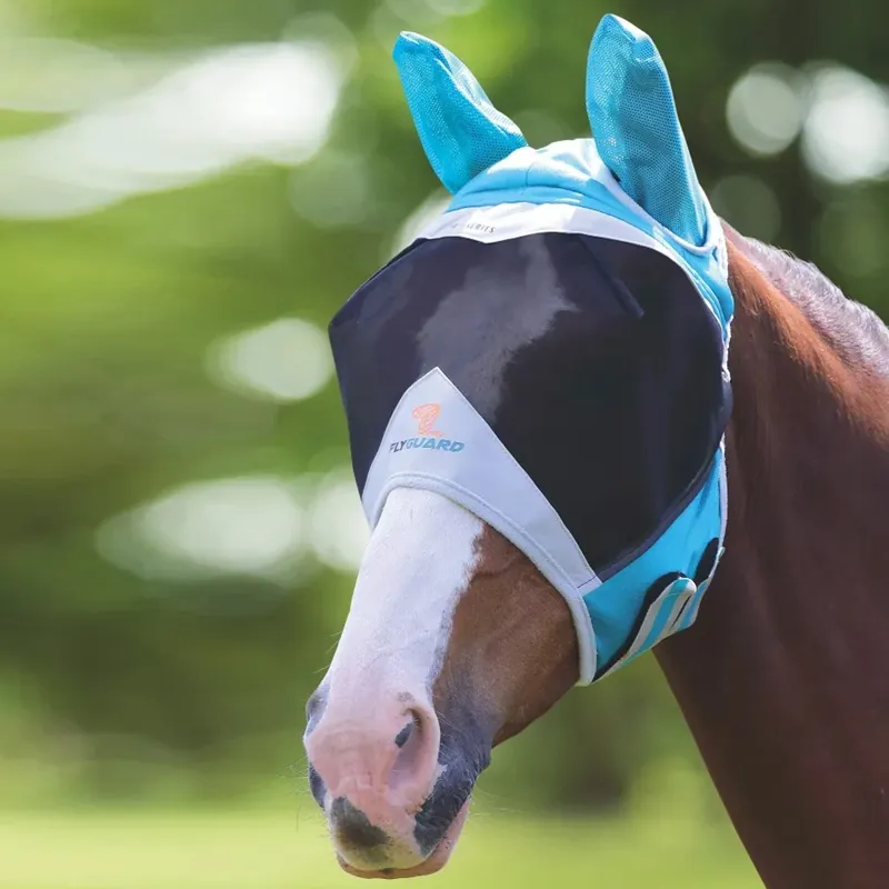 FlyGuard Pro Fine Mesh Fly Mask With Ears - Teal